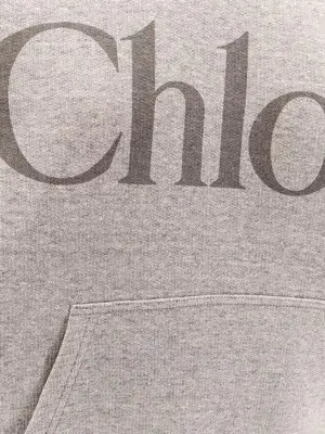 Chloé Logo Printed Drawstring Hoodie