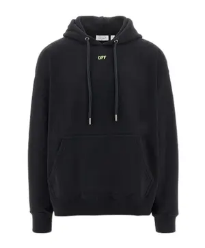 Off-White Cotton Hooded Sweatshirt - Black