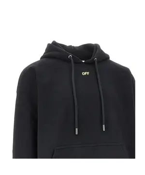 Off-White Cotton Hooded Sweatshirt - Black