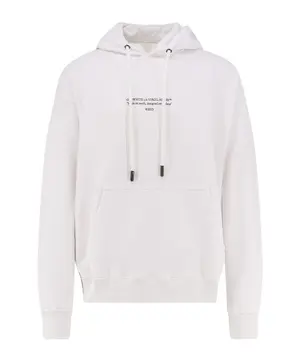 Off-White Drawstring Long-sleeved Hoodie - White