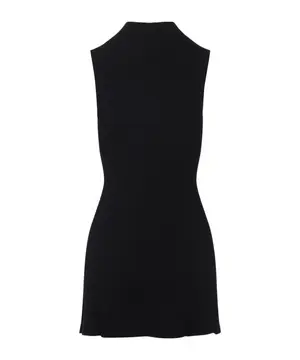 DIESEL® Ribbed Knit Keyhole Neck Mini Dress - Black