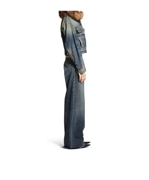 Balenciaga Destroyed Wide-leg Baggy Jeans - Blue