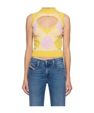 DIESEL® M-romko-sl" Cutout Argyle Wool Vest