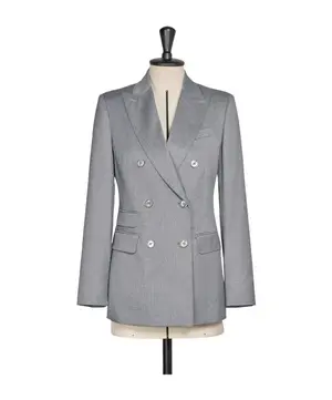 Max Mara Wool Twill Double-breasted Blazer - Medium Gray