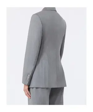 Max Mara Wool Twill Double-breasted Blazer - Medium Gray