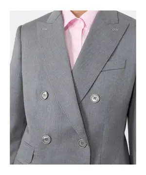 Max Mara Wool Twill Double-breasted Blazer - Medium Gray