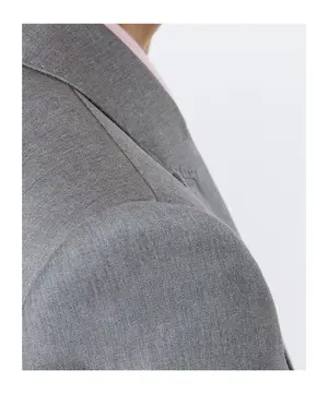 Max Mara Wool Twill Double-breasted Blazer - Medium Gray
