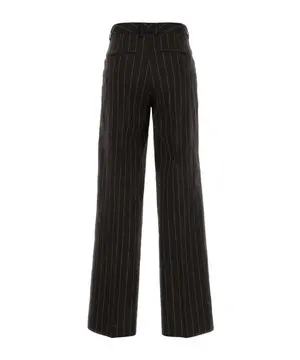 PT TORINO Lola Pinstripe Wide-leg Pants - Black