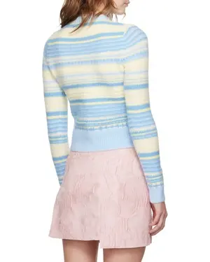 GANNI Striped Knit Button-front Cardigan