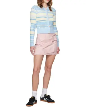 GANNI Striped Knit Button-front Cardigan