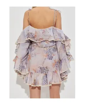 Zimmermann Cascadian Belted Mini Dress - Nude
