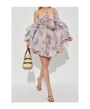 Zimmermann Cascadian Belted Mini Dress - Nude