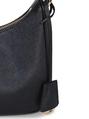 Prada Zipper Handbag With Adjustable Handles And Triangle Logo - Black