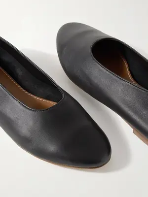 Staud Alba Leather Ballet Flats - Black