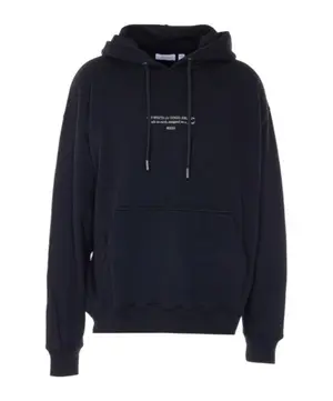 Off-White Logo Printed Drawstring Hoodie - Black