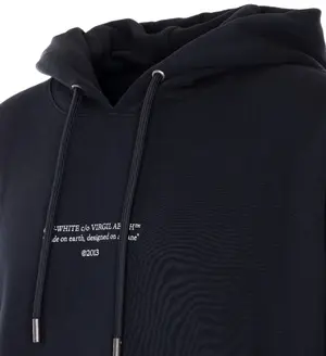Off-White Logo Printed Drawstring Hoodie - Black