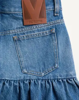 Valentino Garavani Ruffled Hem Denim Skirt