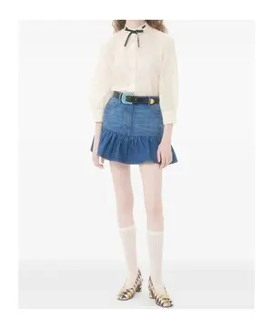 Valentino Garavani Ruffled Hem Denim Skirt