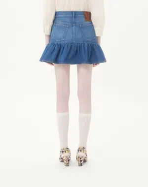 Valentino Garavani Ruffled Hem Denim Skirt