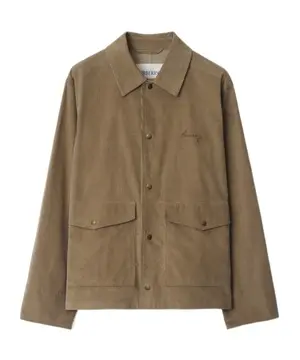 Burberry Logo Embroidered Corduroy Shirt Jacket - No