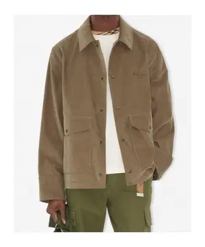 Burberry Logo Embroidered Corduroy Shirt Jacket
