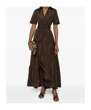 P.a.r.o.s.h Short-sleeve Button-up Maxi Dress With Tie Waist