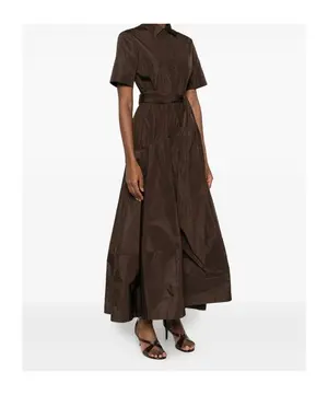 P.a.r.o.s.h Short-sleeve Button-up Maxi Dress With Tie Waist