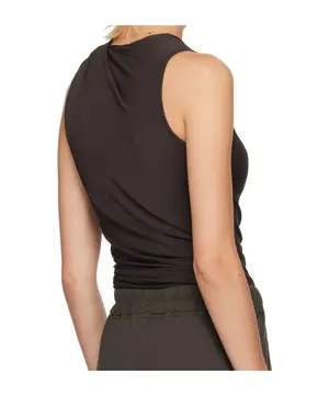 Rick Owens Sleeveless Draped High Neck Knit Top - Black