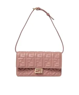 Fendi Baguette Ff Embossed Chain-linked Wallet - Pink