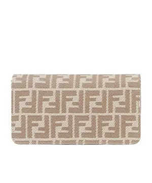 Fendi Baguette Wallet On Chain - Beige