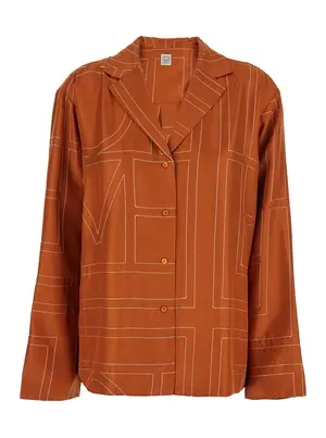 TOTEME Monogram Patterned Button-up Shirt - Brown