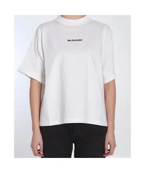 Balenciaga Logo Embroidered Mockneck T-shirt