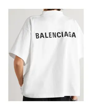 Balenciaga Logo Embroidered Mockneck T-shirt