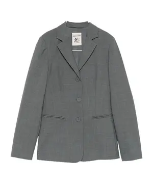 SEMICOUTURE Lapel Long-sleeved Suit Jacket - Gray