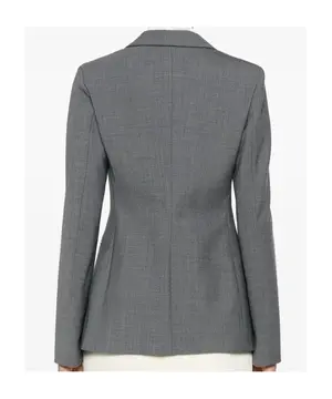 SEMICOUTURE Lapel Long-sleeved Suit Jacket - Gray