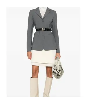SEMICOUTURE Lapel Long-sleeved Suit Jacket - Gray