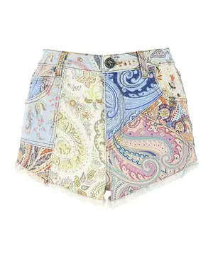 Etro Paisley Fitted Denim Shorts