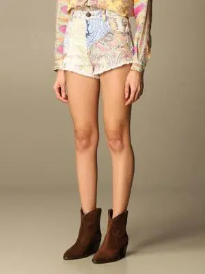 Etro Paisley Fitted Denim Shorts