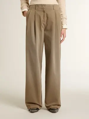 GOLDEN GOOSE Wide-leg Pants - Khaki