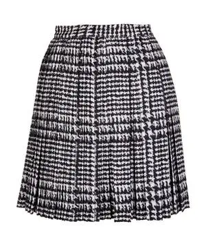 Ermanno Scervino High-waisted Pleated Houndstooth Skirt - Black