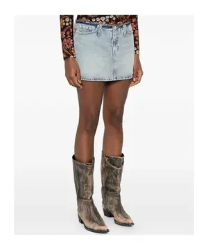 7 For All Mankind Raw Edge Hem Mini Skirt