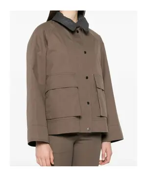 Brunello Cucinelli High Neck Jacket With Press Studs And Patch Pockets