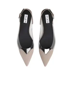 Alaïa Le Coeur Suede Slingback Flats - Grege