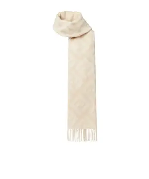 Fendi Ff Jacquard Fringed-edge Scarf - Nude