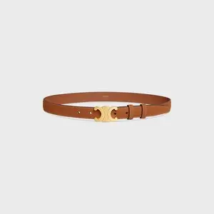 Celine Triomphe Belt In Nubuck Calfskin - Brown
