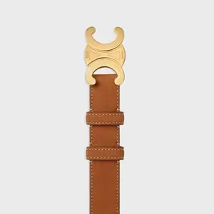 Celine Triomphe Belt In Nubuck Calfskin - Brown