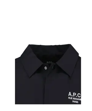 A.p.c. Logo Print Buttoned Jacket - Black