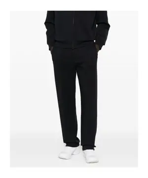 Emporio Armani Pleated Detailed Straight Leg Pants - Black