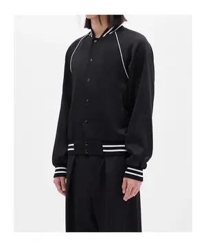 ANN DEMEULEMEESTER Slim Fit Raglan Bomber Jacket With Embroidery - Black
