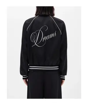 ANN DEMEULEMEESTER Slim Fit Raglan Bomber Jacket With Embroidery - Black